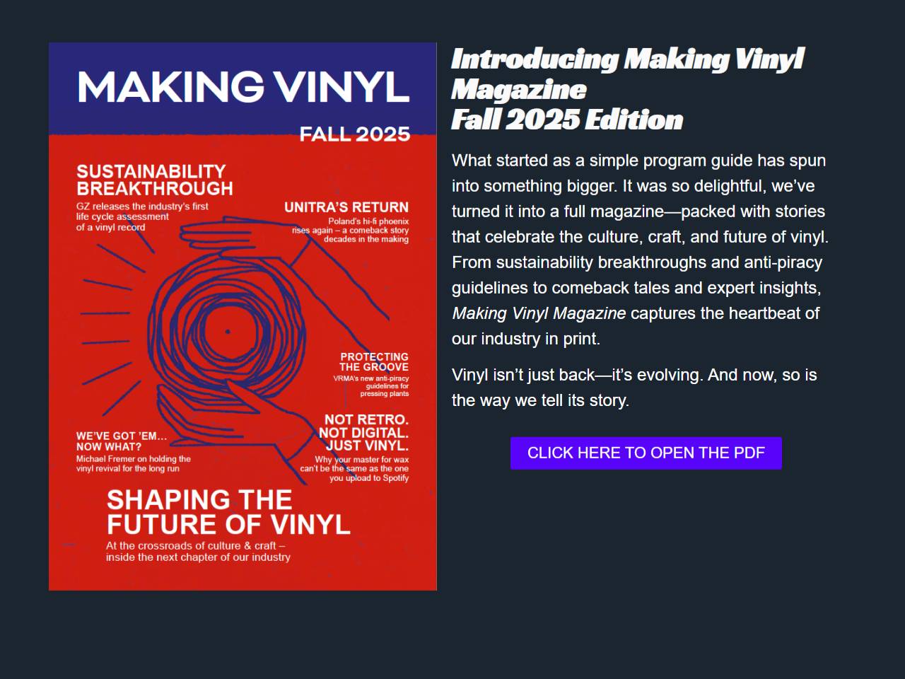 Making Vinyl Magazine - Vinyl Record Press Media